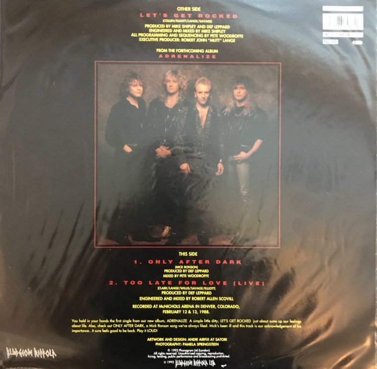 Def Leppard – “Let’s Get Rocked” – 12″ Picture Disc – 2 Loud 2 Old Music