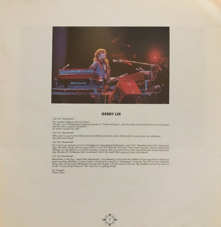 Rush – ‘Power Windows Tour 1985-1986’ – Tour Book – 2 Loud 2 Old Music