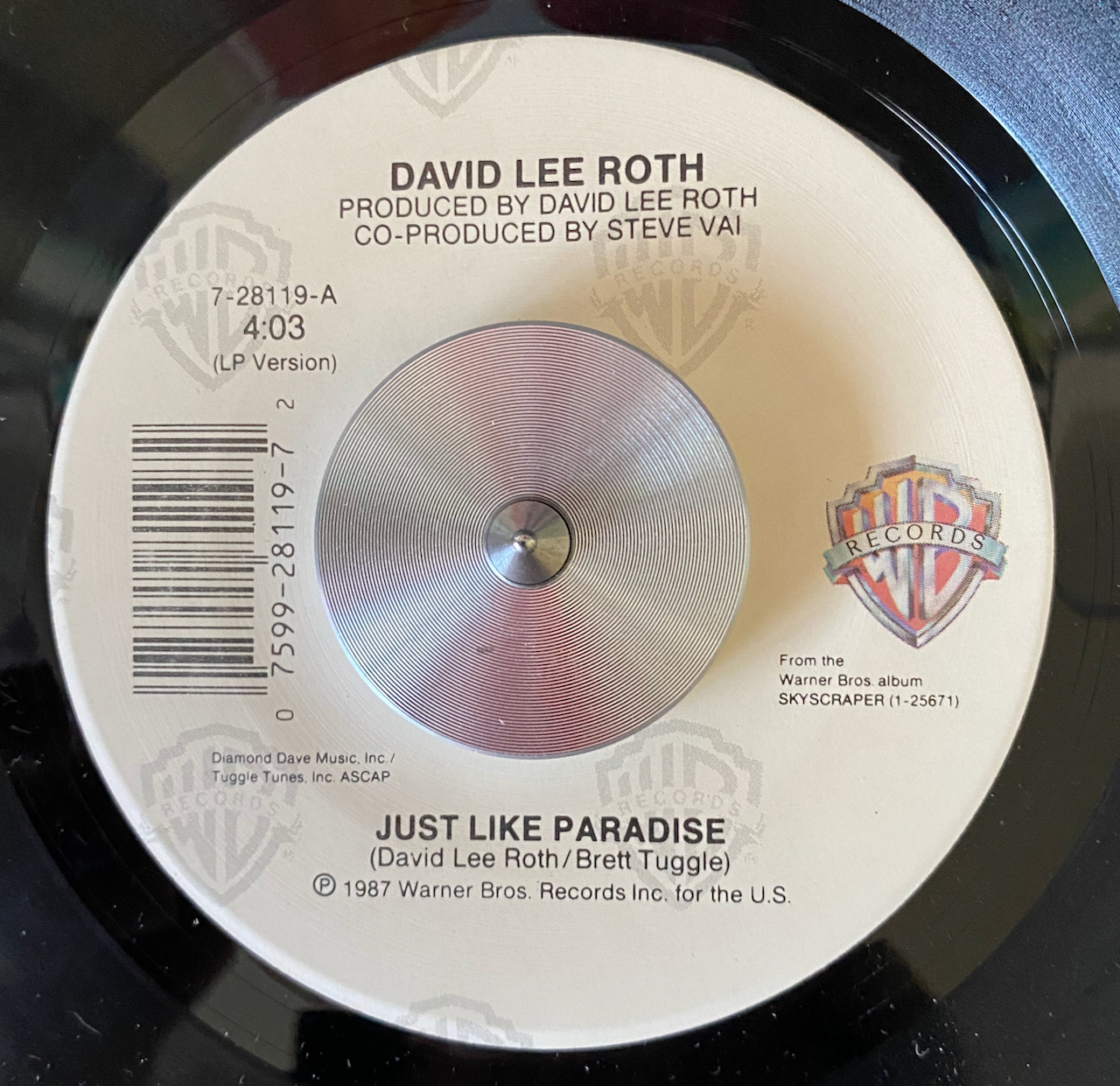 David Lee Roth – “Just Like Paradise” – 7″ Single – 2 Loud 2 Old Music