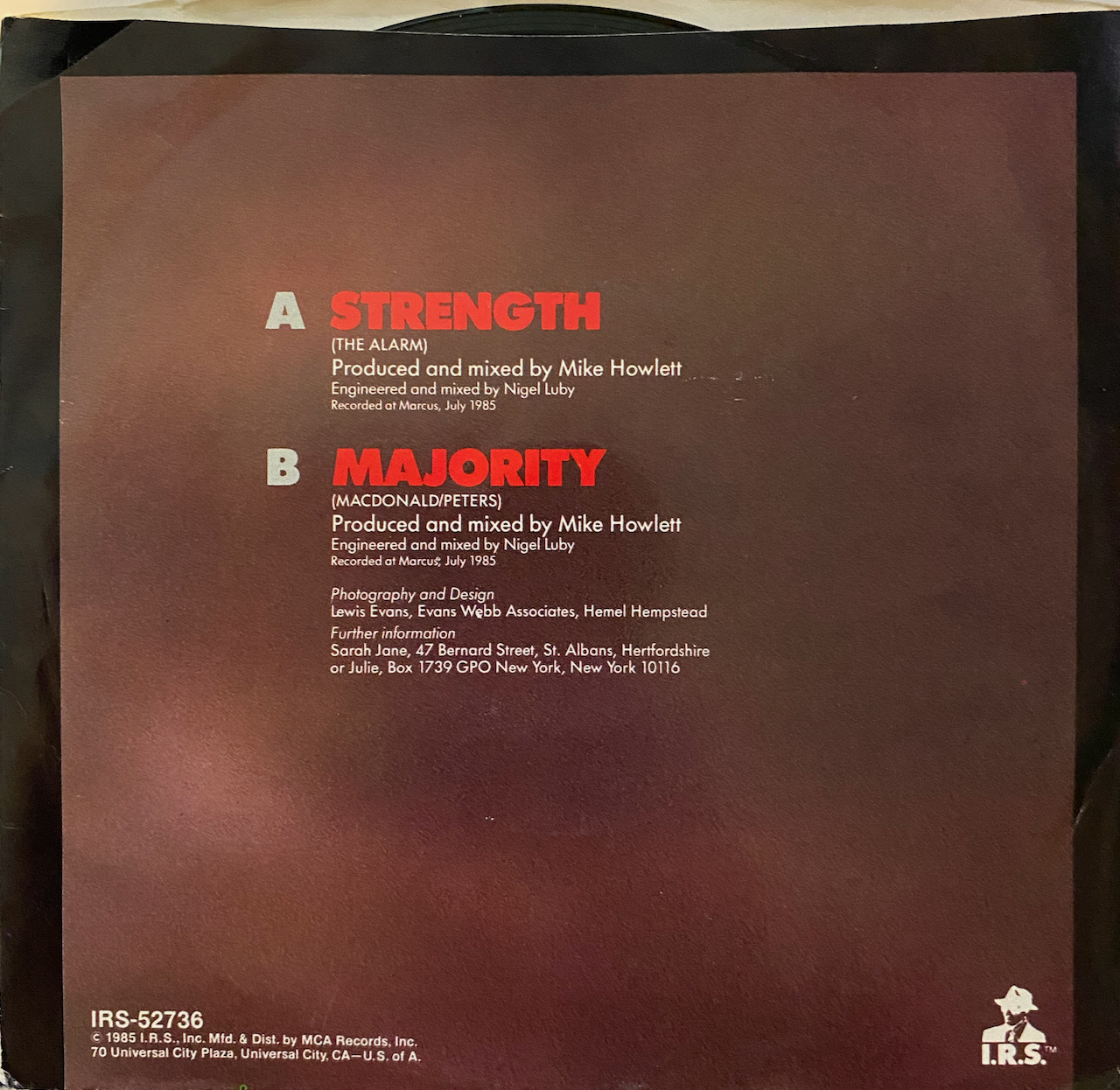 The Alarm – “Strength” – 7″ Single – 2 Loud 2 Old Music