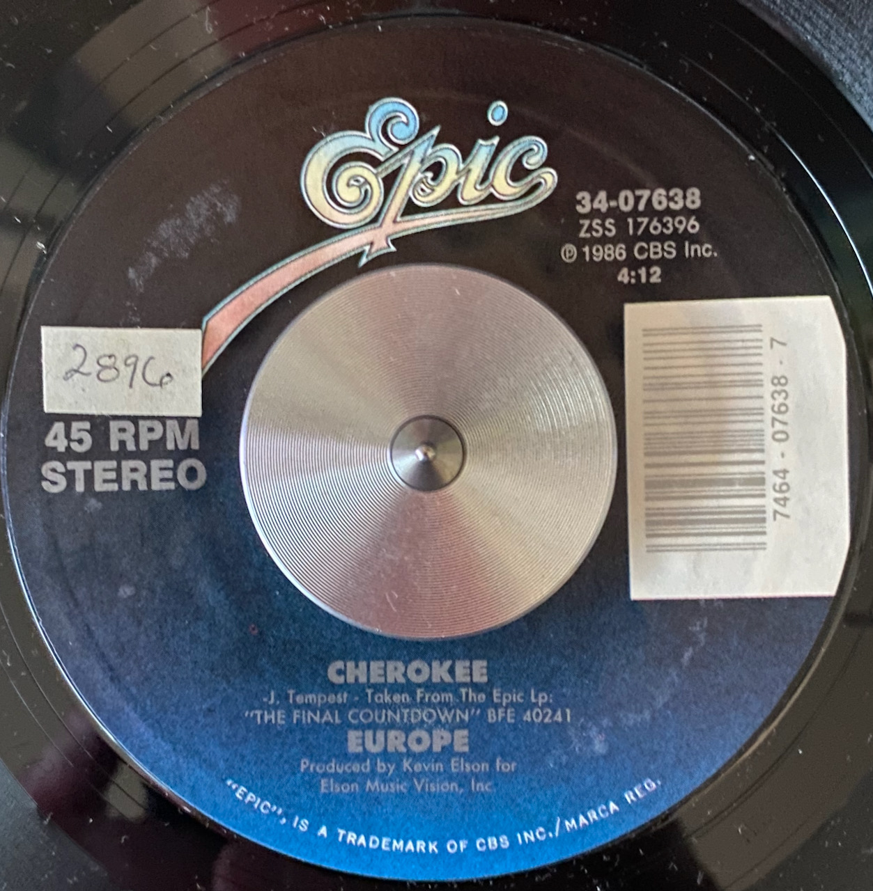 Europe – “Cherokee” – 7″ Single – 2 Loud 2 Old Music