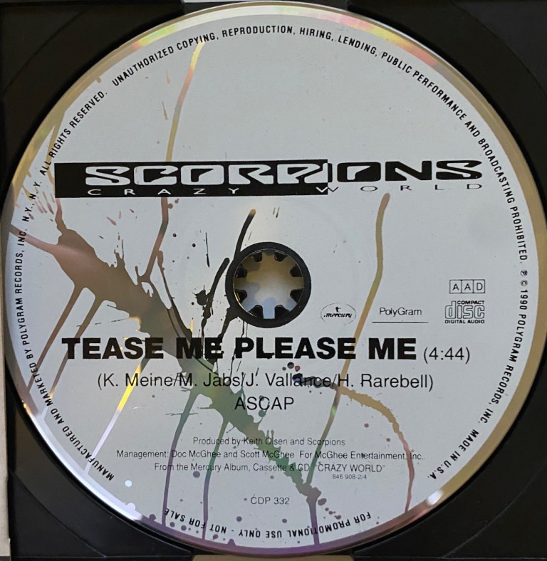 Scorpions – “Tease Me Please Me” – Promo CD (1990) – Single Review (The ...