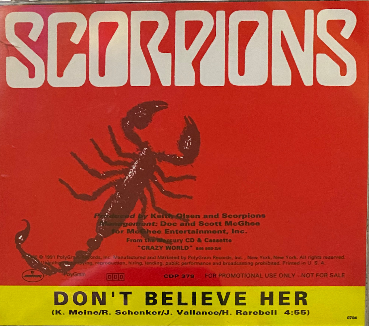 Scorpions – “Don’t Believe Her” – Promo CD (1990) – Single Review (The ...