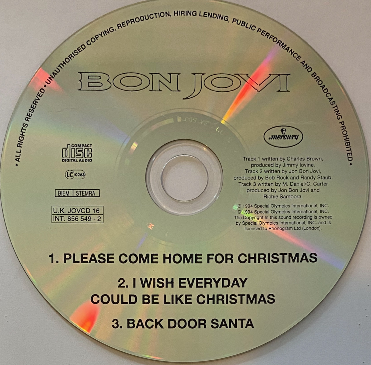 Bon Jovi – “Please Come Home For Christmas” (1994) – CD SINGLE (The Bon ...