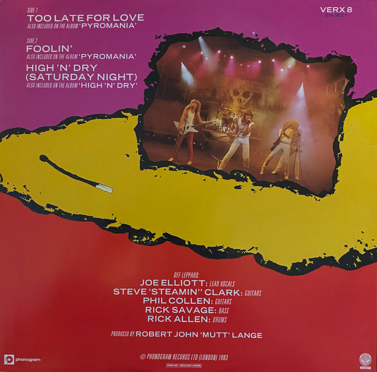 Def Leppard – “Too Late For Love” (1983) – 12″ Single (The Def Leppard ...