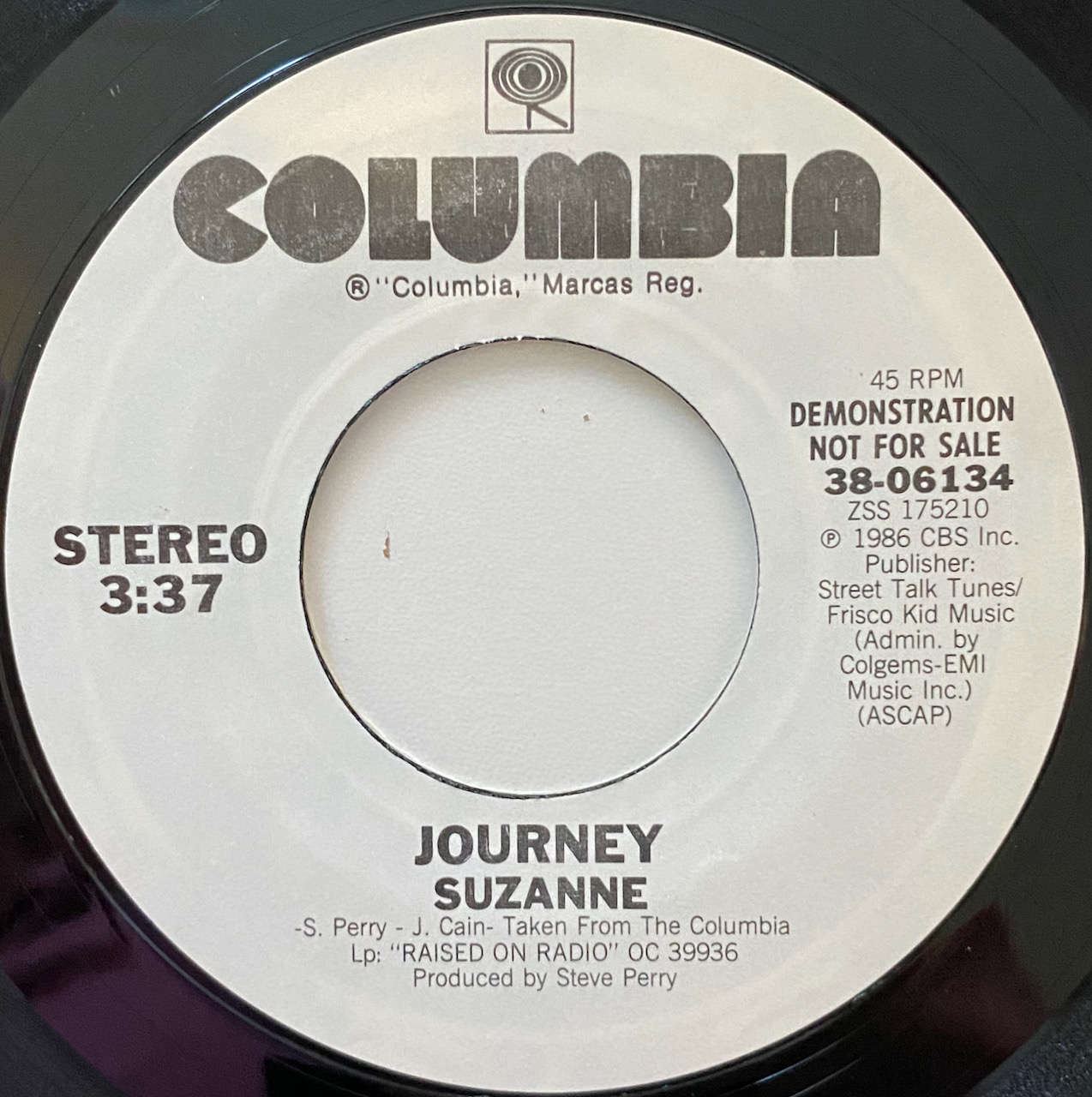 Journey – “Suzanne” (1986) – 7″ Single – 2 Loud 2 Old Music