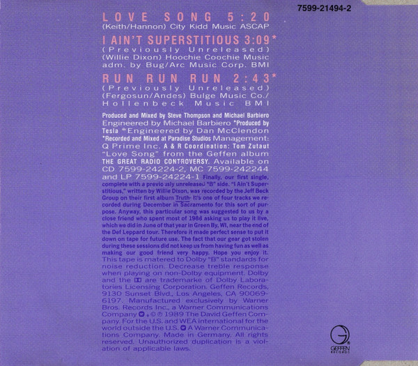 My Sunday Song – “Run Run Run” by Tesla – 2 Loud 2 Old Music