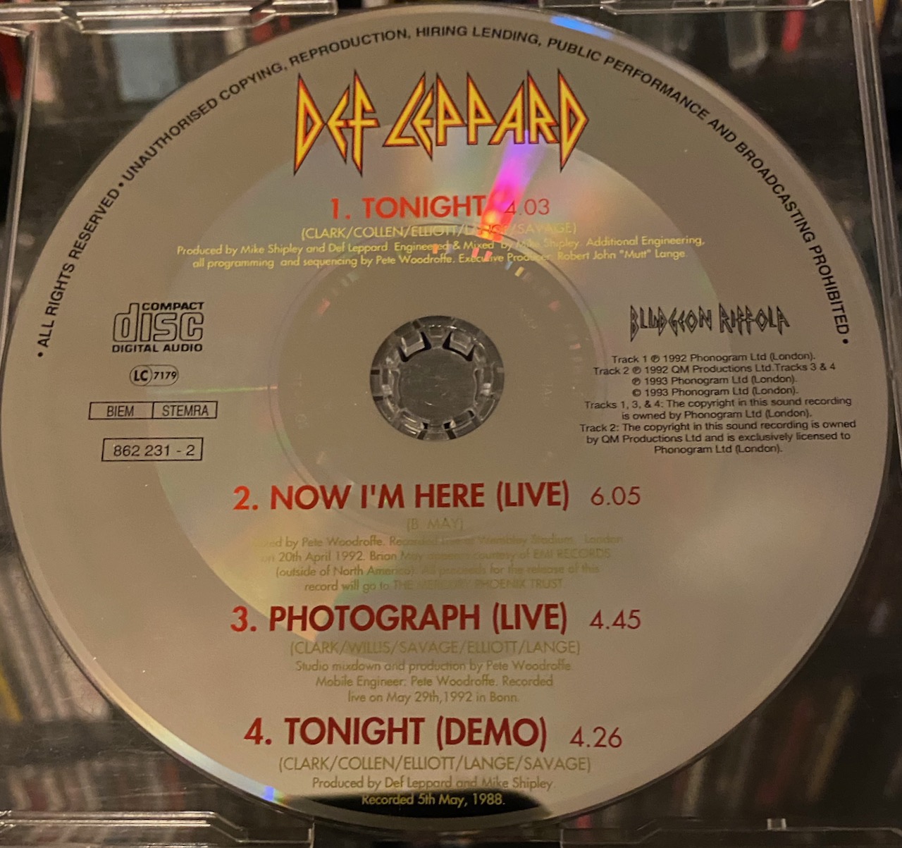 Def Leppard – “Tonight” (1993) – CD Single (The Def Leppard Collection ...