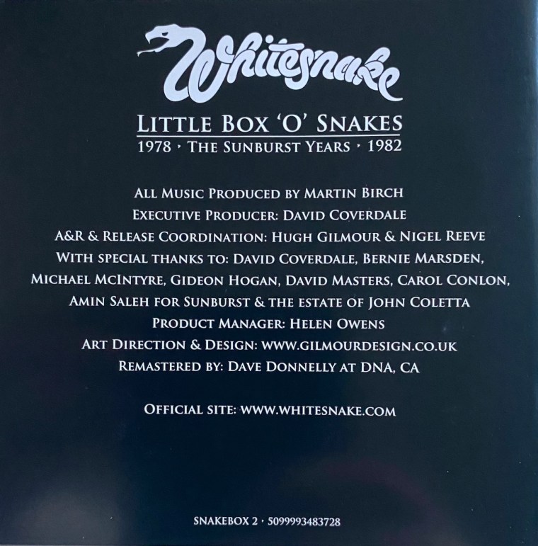 Whitesnake – ‘Little Box ‘O’ Snakes (The Sunburst Years 1978-1982 ...