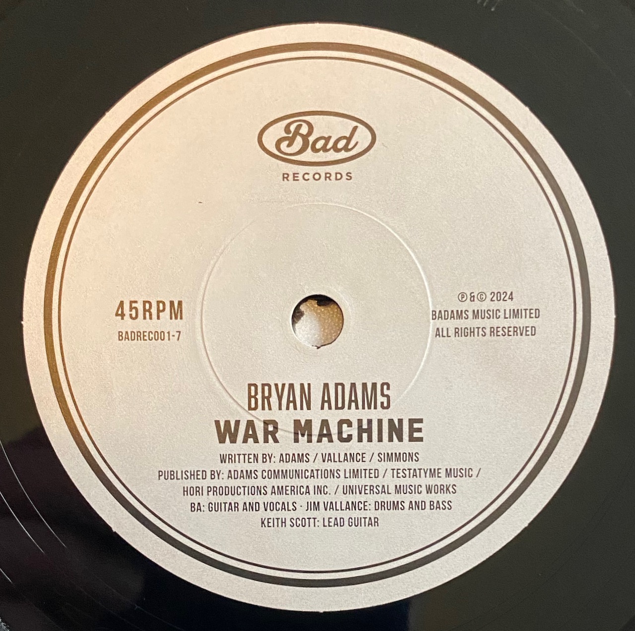 Bryan Adams – “War Machine” / “Rock And Roll Hell” – 7″ Single – 2 Loud ...